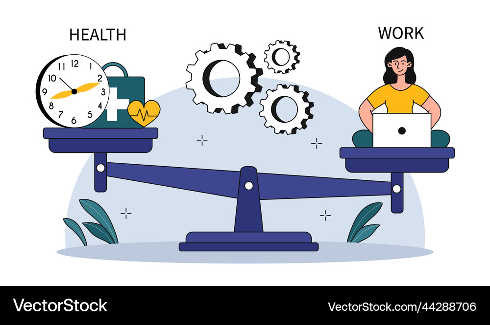 Work and health unbalance Royalty Free Vector Image