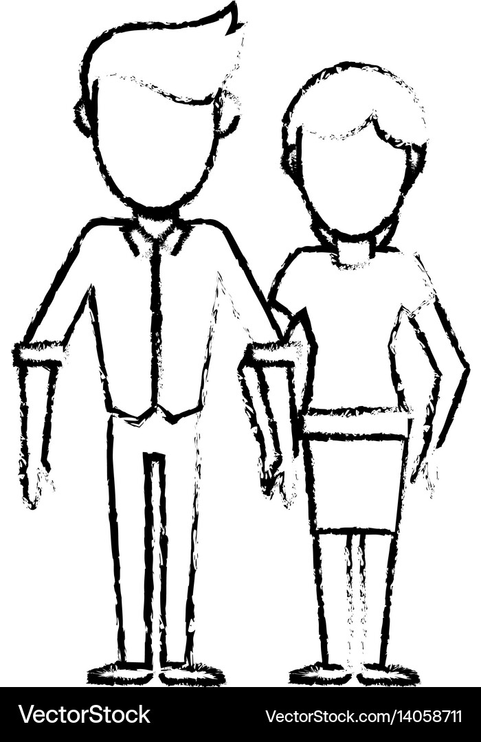 Couple people together relation sketch Royalty Free Vector