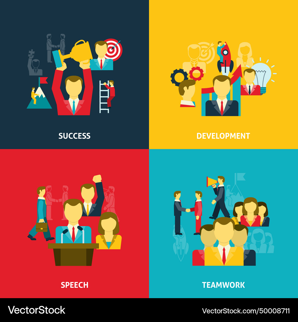 Leadership in business icons set Royalty Free Vector Image