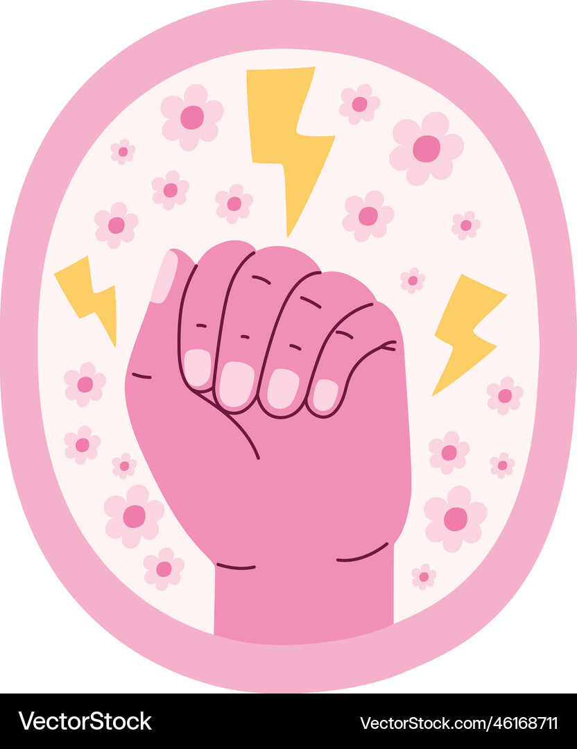 Pink fist with thunders Royalty Free Vector Image