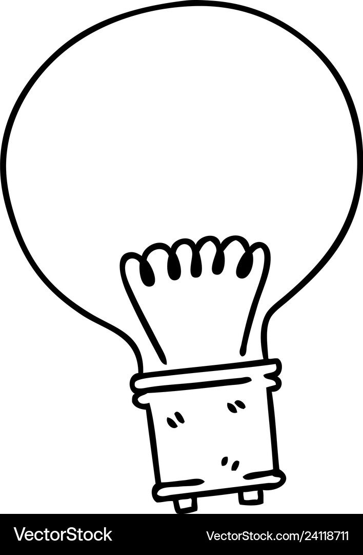Quirky line drawing cartoon light bulb Royalty Free Vector