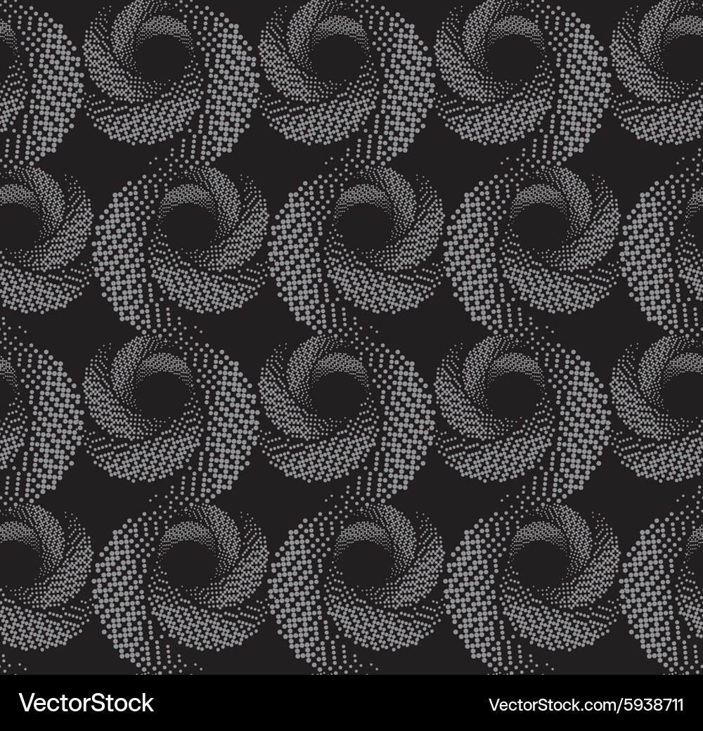 Repeating ornament of textured circles on dark Vector Image
