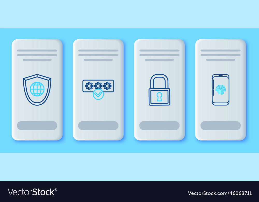 Set Line Password Protection And Safety Access Vector Image