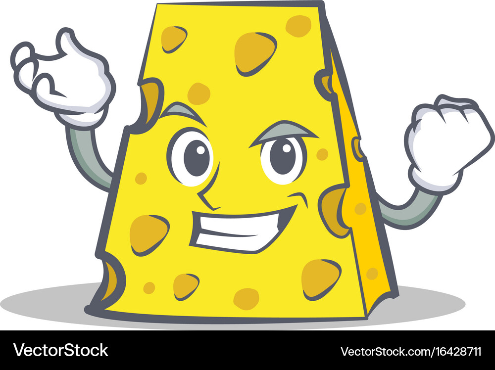 Successful cheese character cartoon style Vector Image