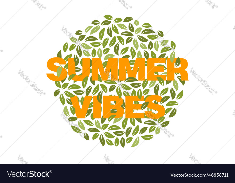 Summer Slogan For T Shirt With Word And Leaf Vector Image