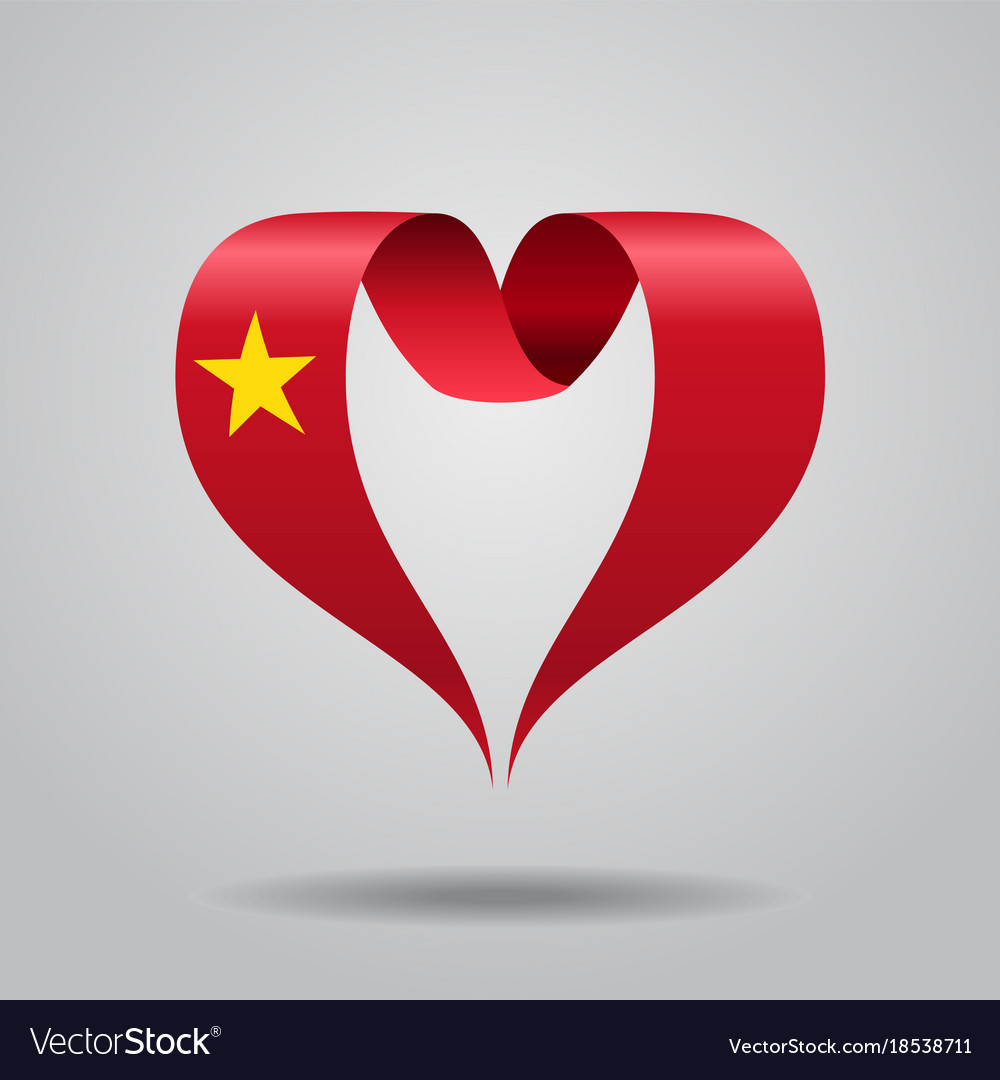 Vietnamese flag heart-shaped ribbon Royalty Free Vector
