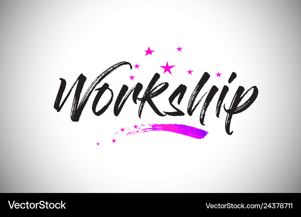 Workship handwritten word font with vibrant Vector Image