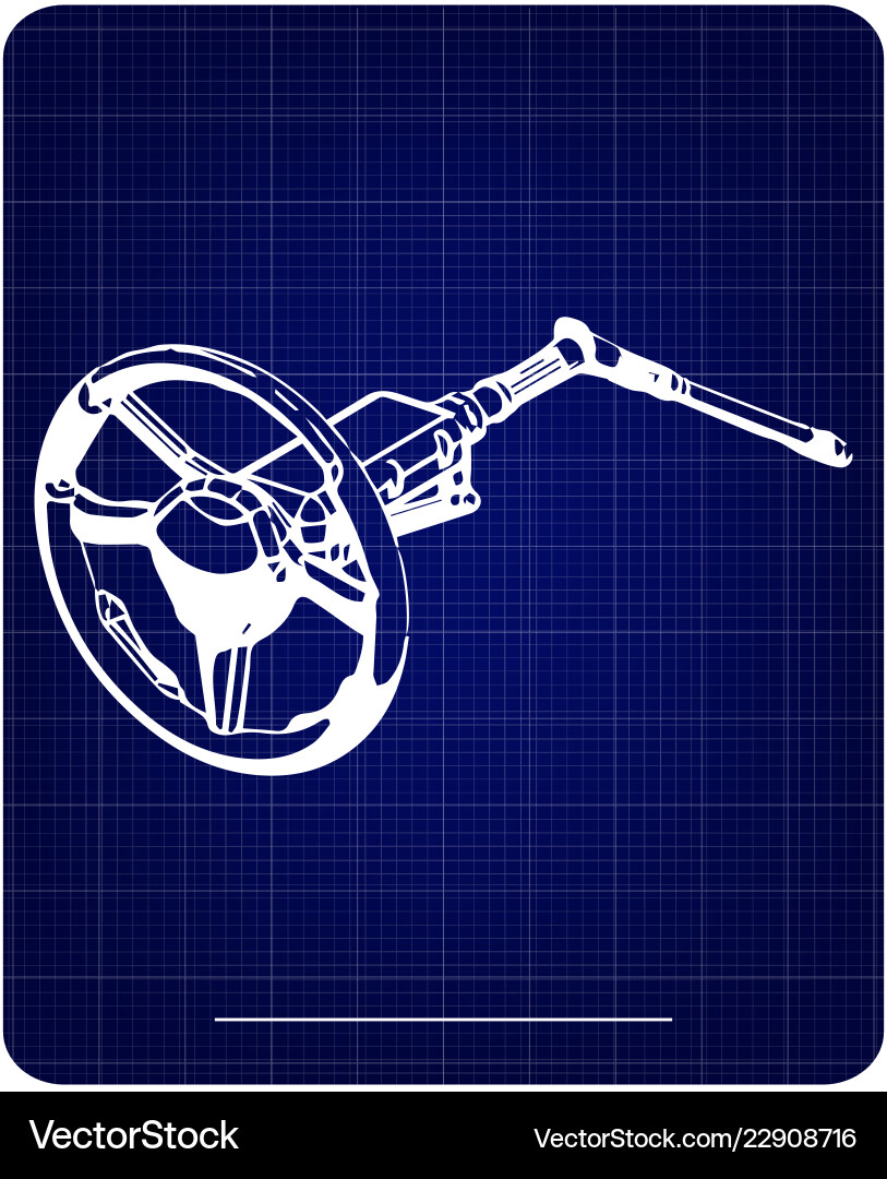 3d model of the steering column on a blue Vector Image