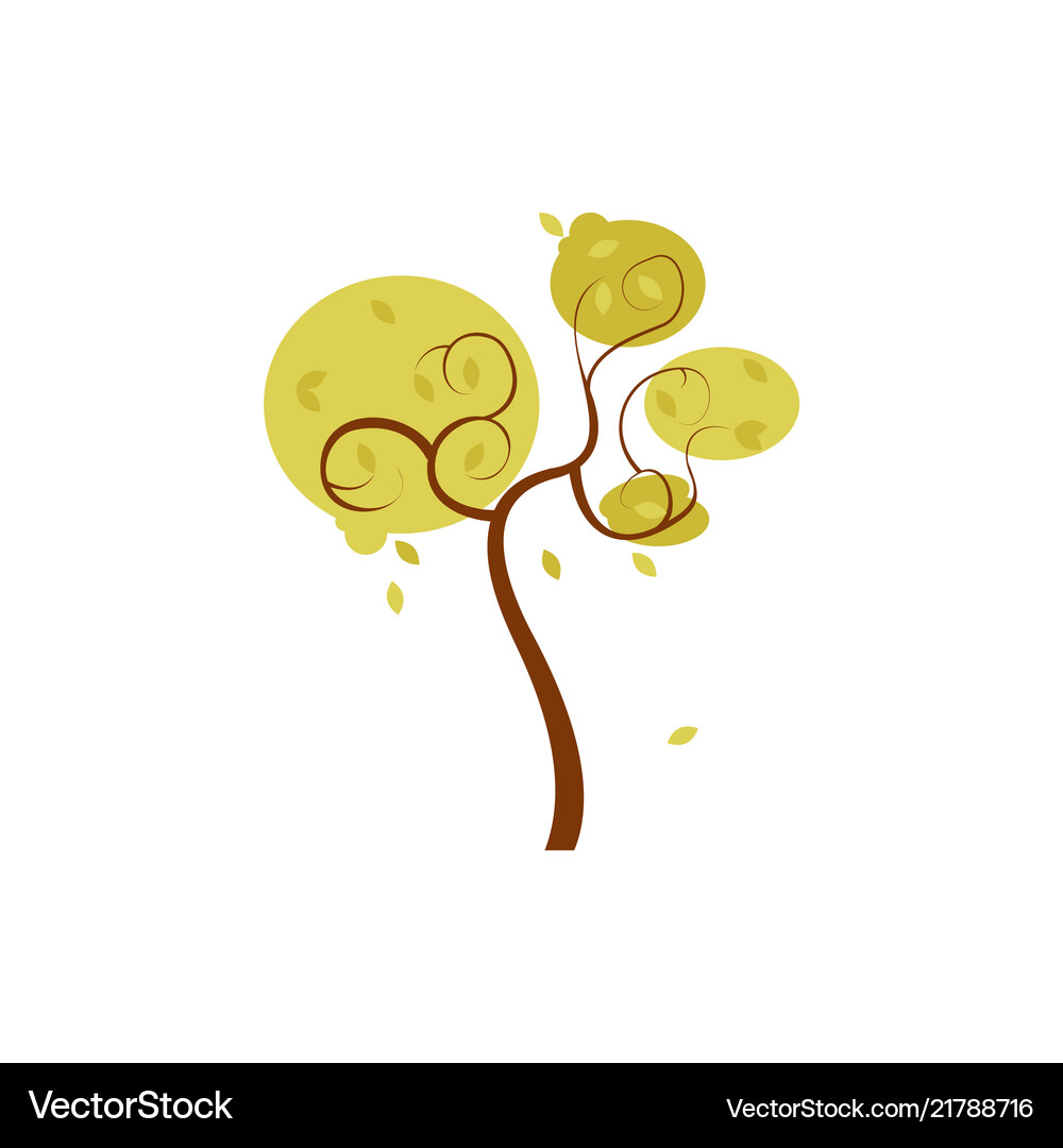 Abstract round falling leaves green autumn tree Vector Image