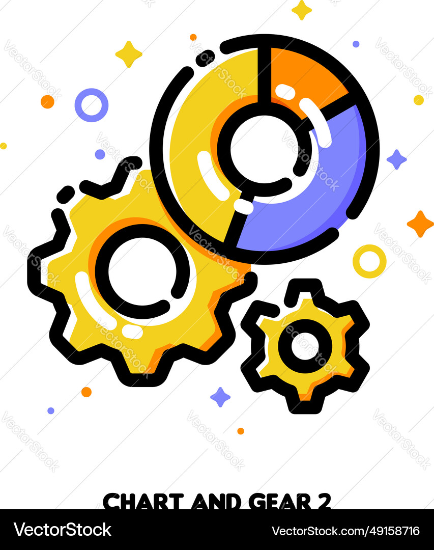 Amounts assigning chart icon with diagram and gear