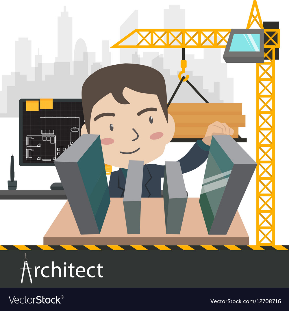 Architect work project Royalty Free Vector Image