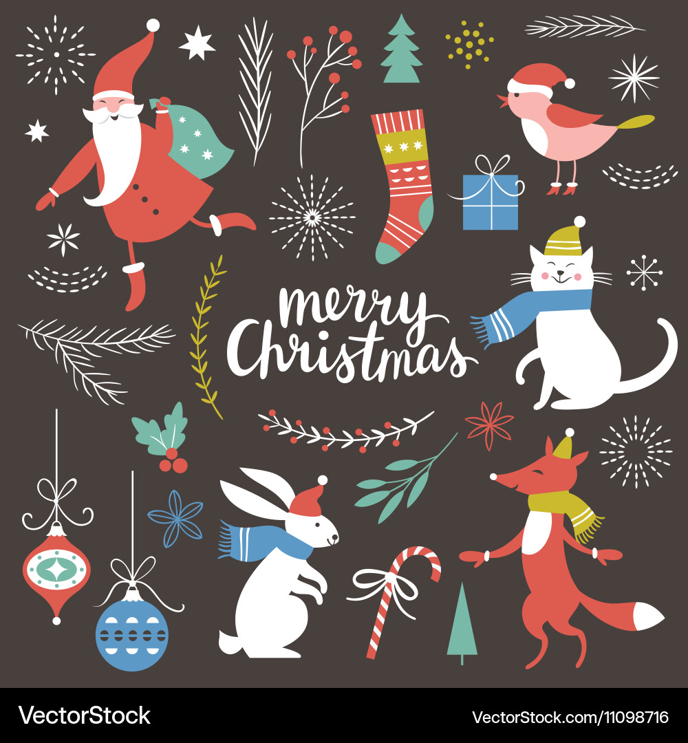 Big Set of Christmas graphic elements Royalty Free Vector