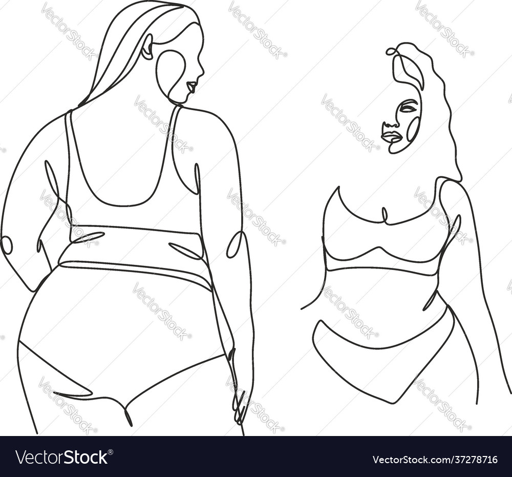 Body positive female figure line art Royalty Free Vector Body positive female figure line art Royalty Free Vector