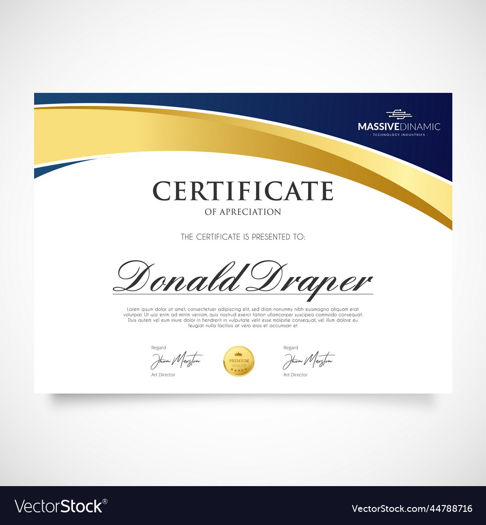 Elegant appreciation certificate template Vector Image Elegant appreciation certificate template Vector Image