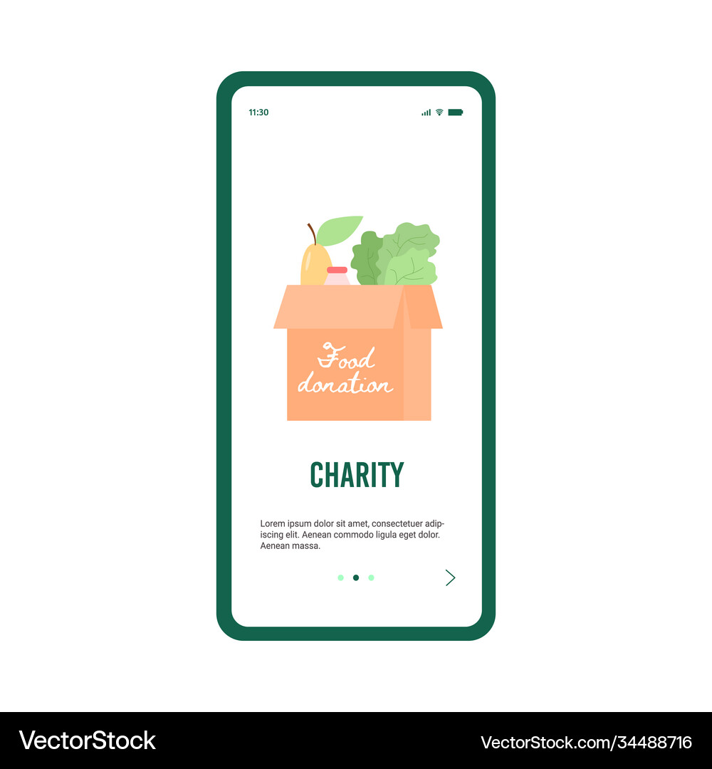 Onboarding screen for donation and charity flat Vector Image