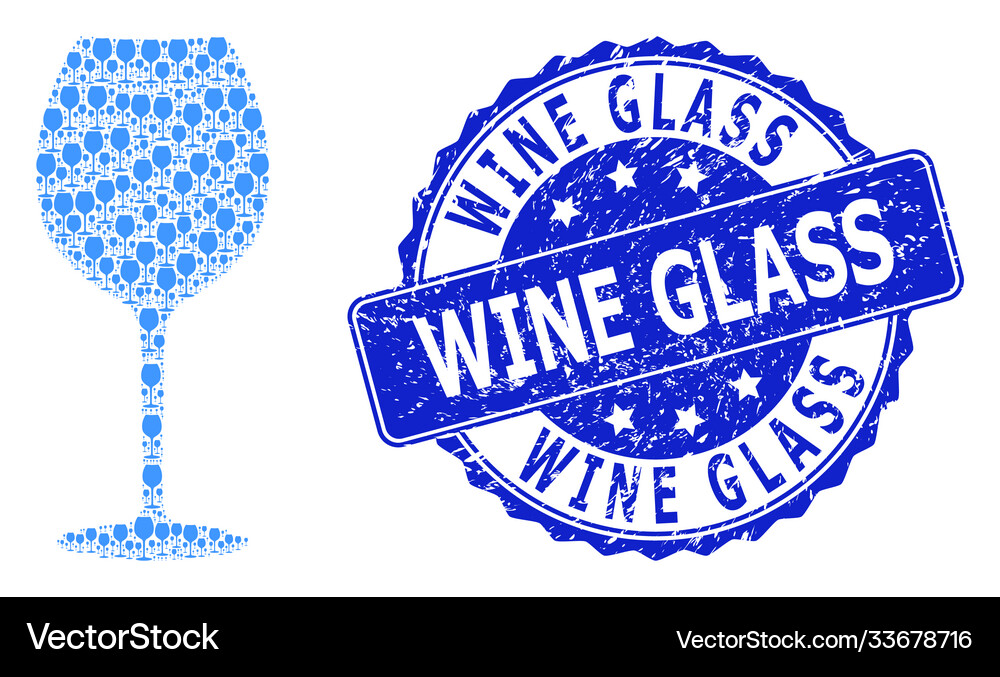 Rubber wine glass round watermark and recursive Vector Image