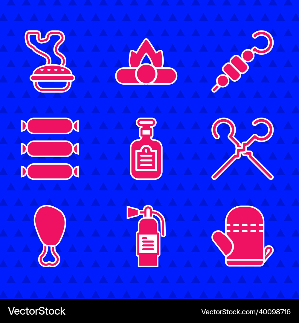 Set sauce bottle fire extinguisher oven glove Vector Image