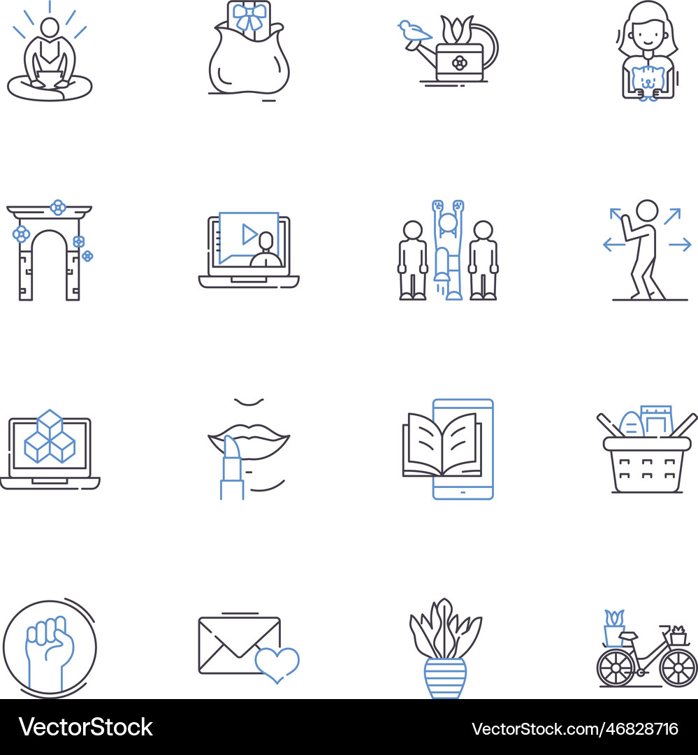 Spare time line icons collection relaxation Vector Image
