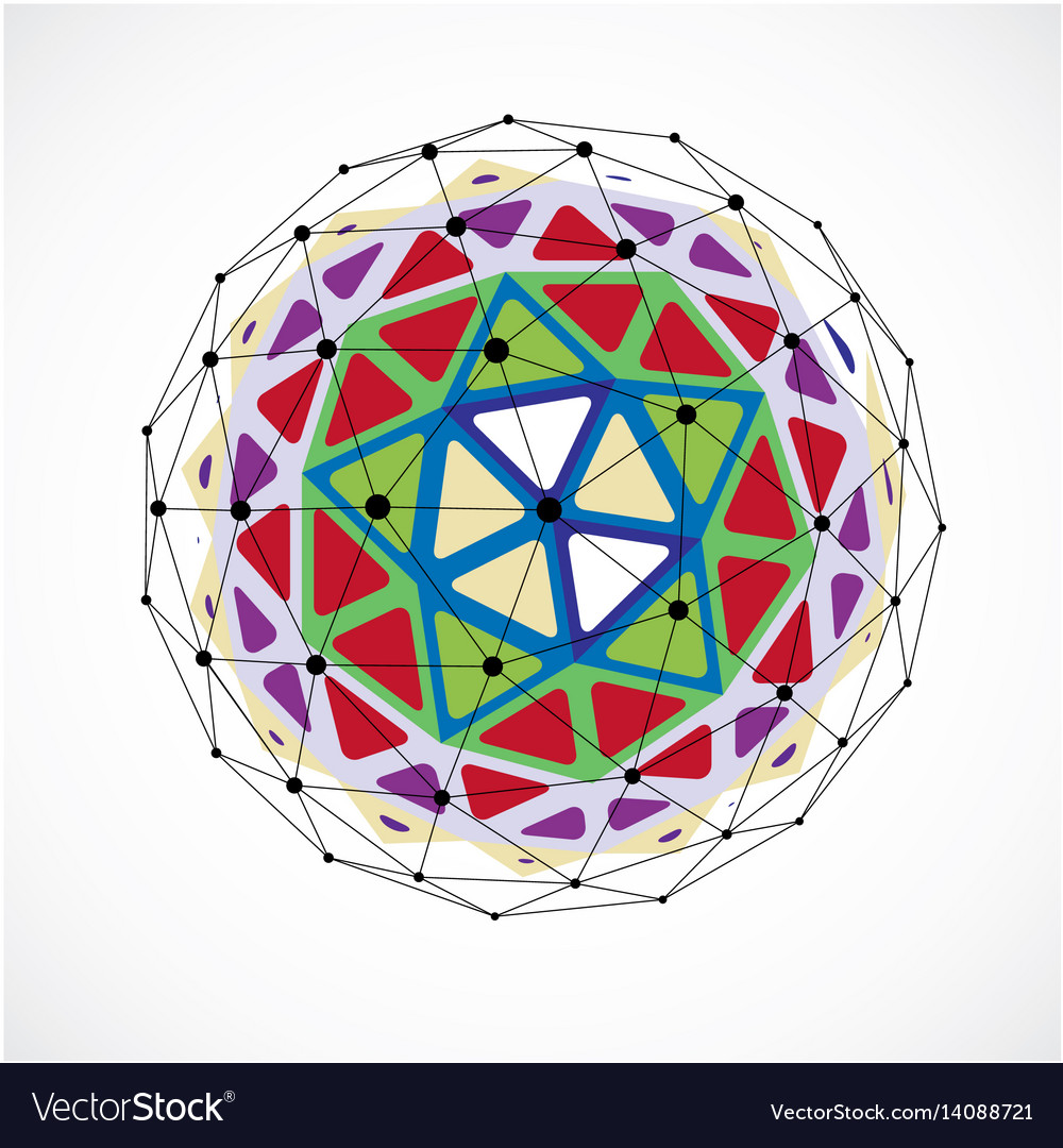 3d low poly spherical object with black connected Vector Image