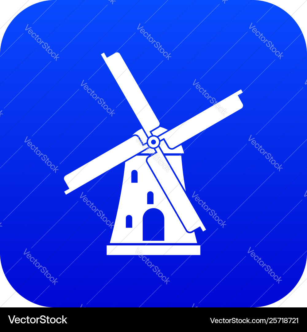 Ancient windmill icon digital blue Royalty Free Vector Image