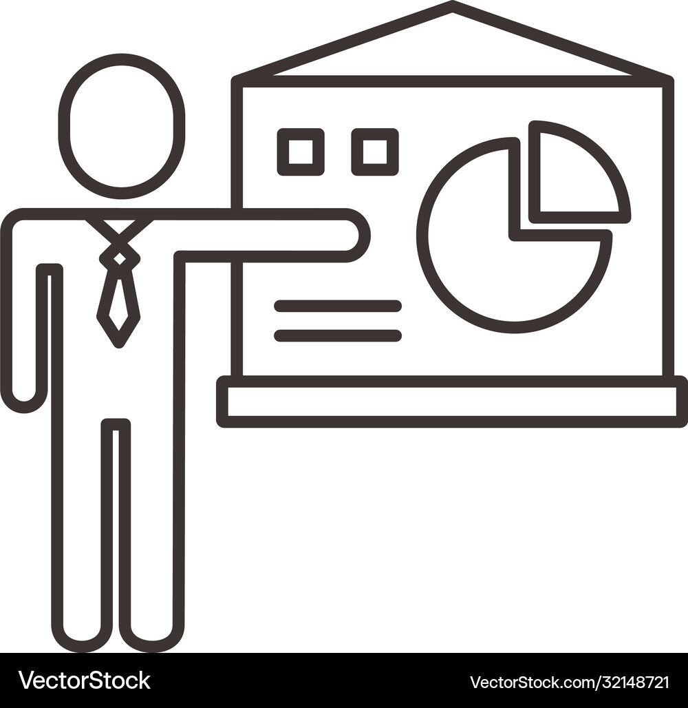 Businessman figure with satistics in paperboard Vector Image