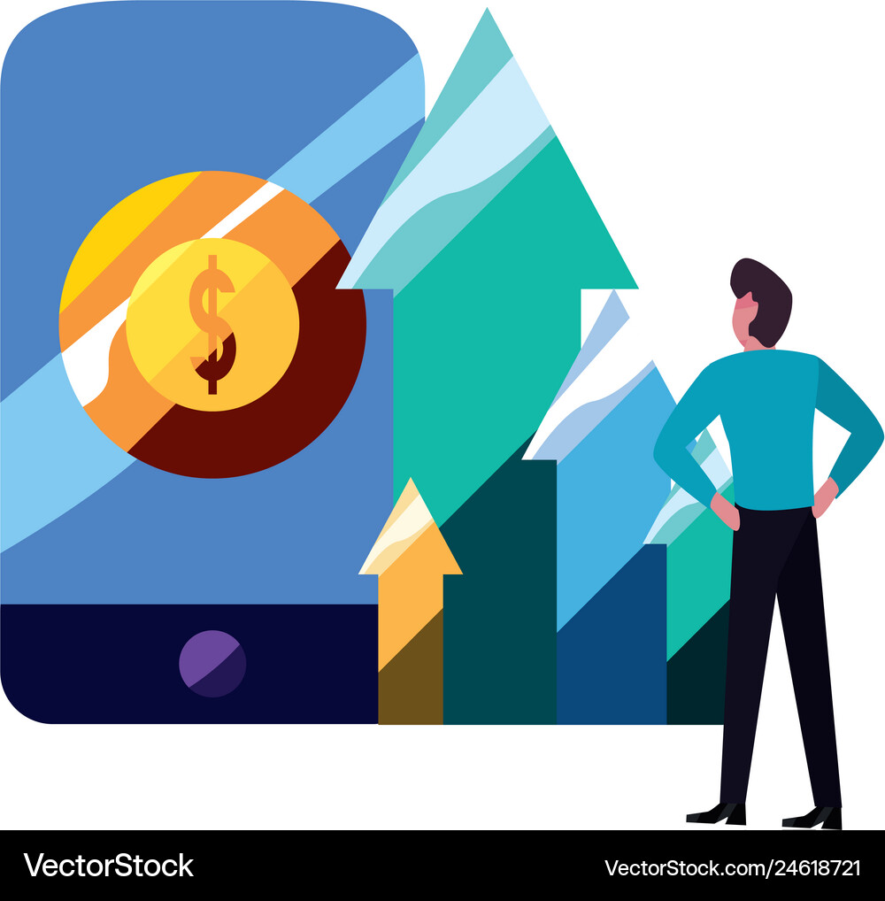 Businessman money bank Royalty Free Vector Image