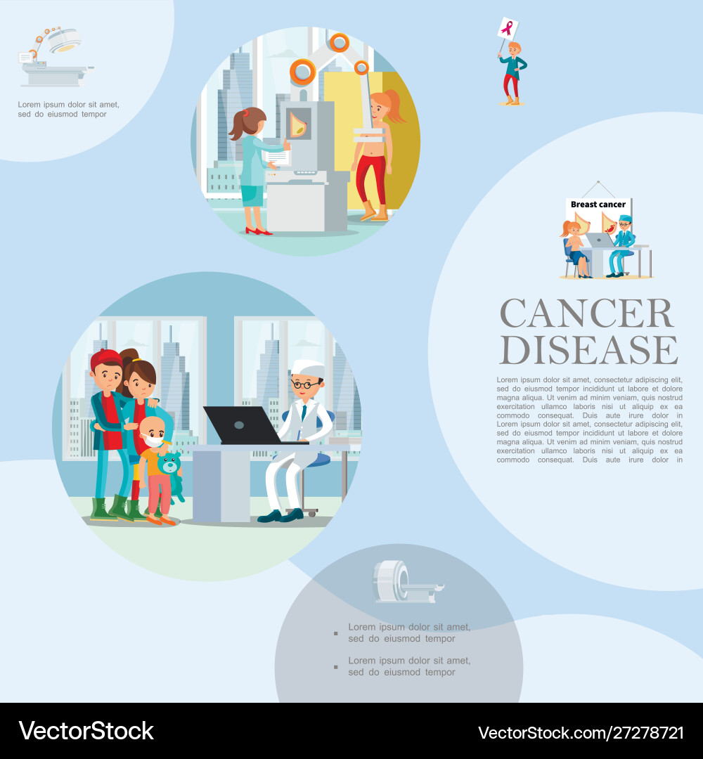 Flat people and cancer disease template Royalty Free Vector