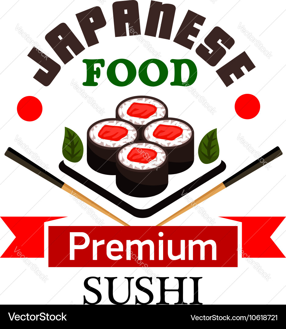 Japanese sushi rolls with chopsticks symbol Vector Image