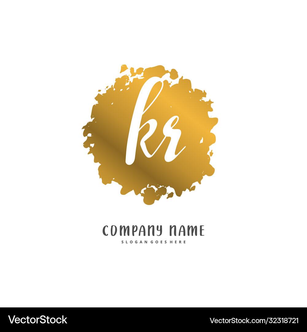 K r kr initial handwriting and signature logo Vector Image