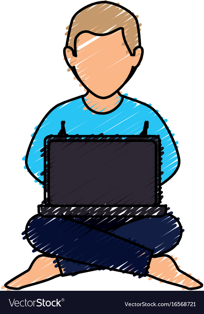 Man with laptop icon Royalty Free Vector Image