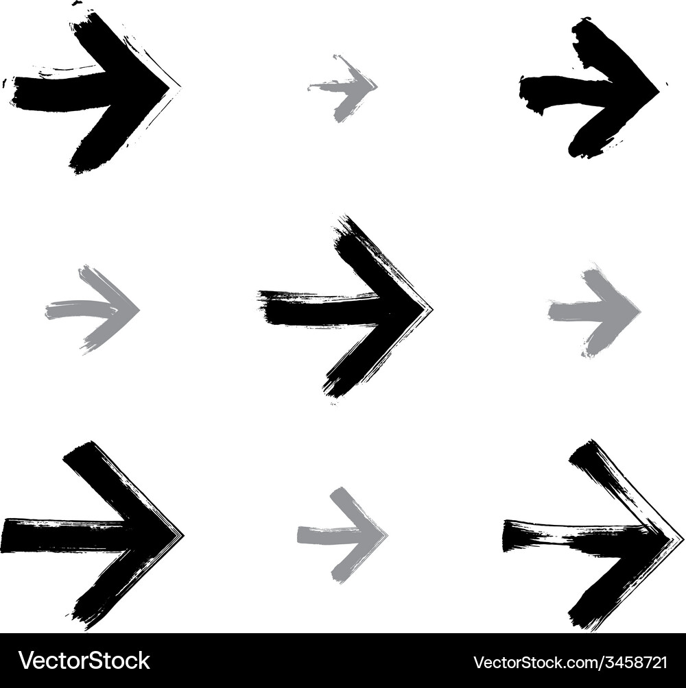 Set of hand-painted arrows isolated on white Vector Image
