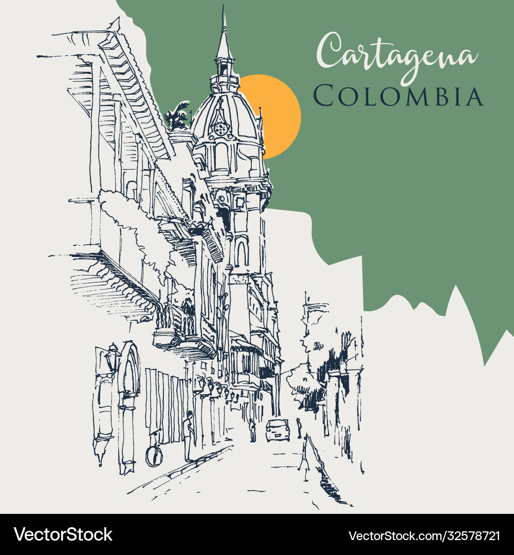 Sketch cartagena colombia Royalty Free Vector Image