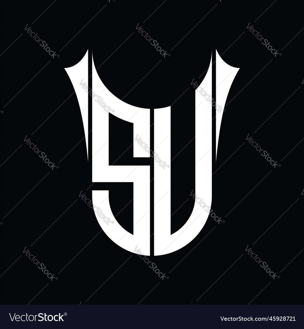 Su logo monogram shield sharp half round shape Vector Image