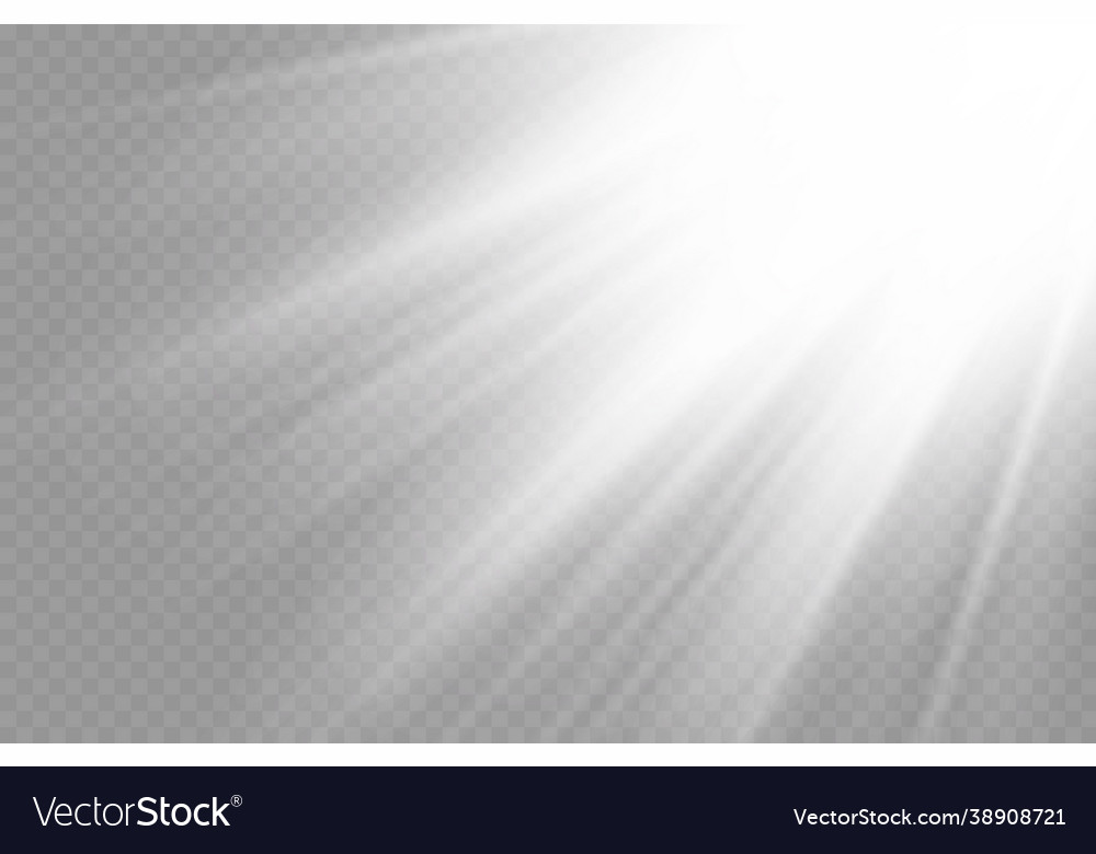 Sunlight flash sun rays white beam light Vector Image