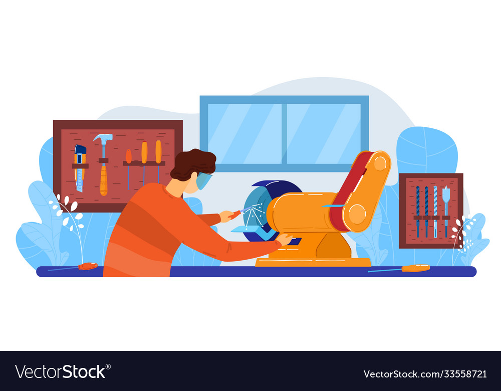 Work on grinding machine flat Royalty Free Vector Image