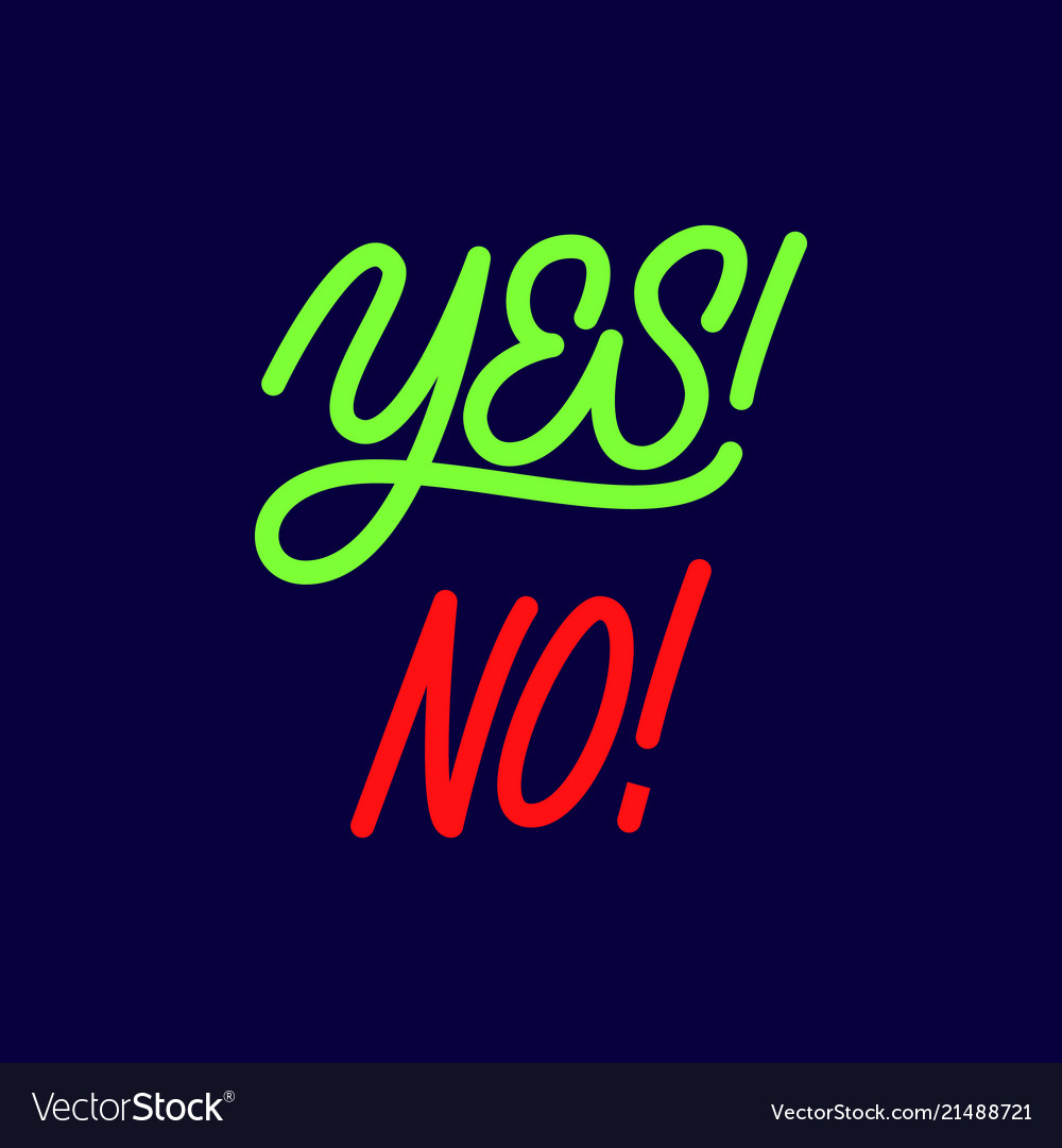 Yes no lettering elements Royalty Free Vector Image