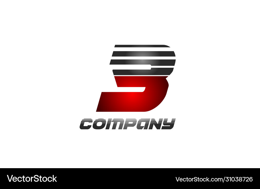 3 three number logo icon design in red grey Vector Image