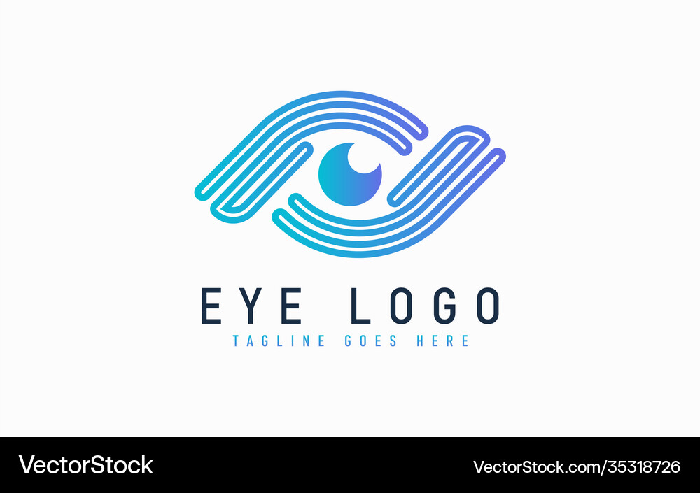 Abstract blue eye logo with geometric lines Vector Image
