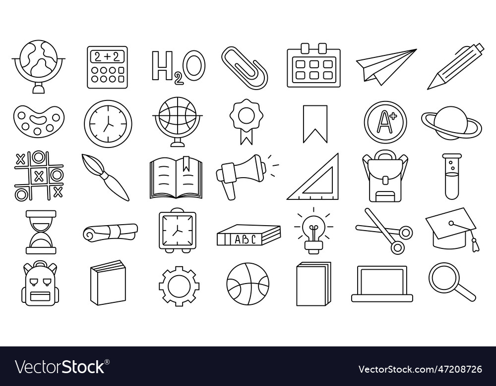 Back to school set of editable stroke icons Vector Image