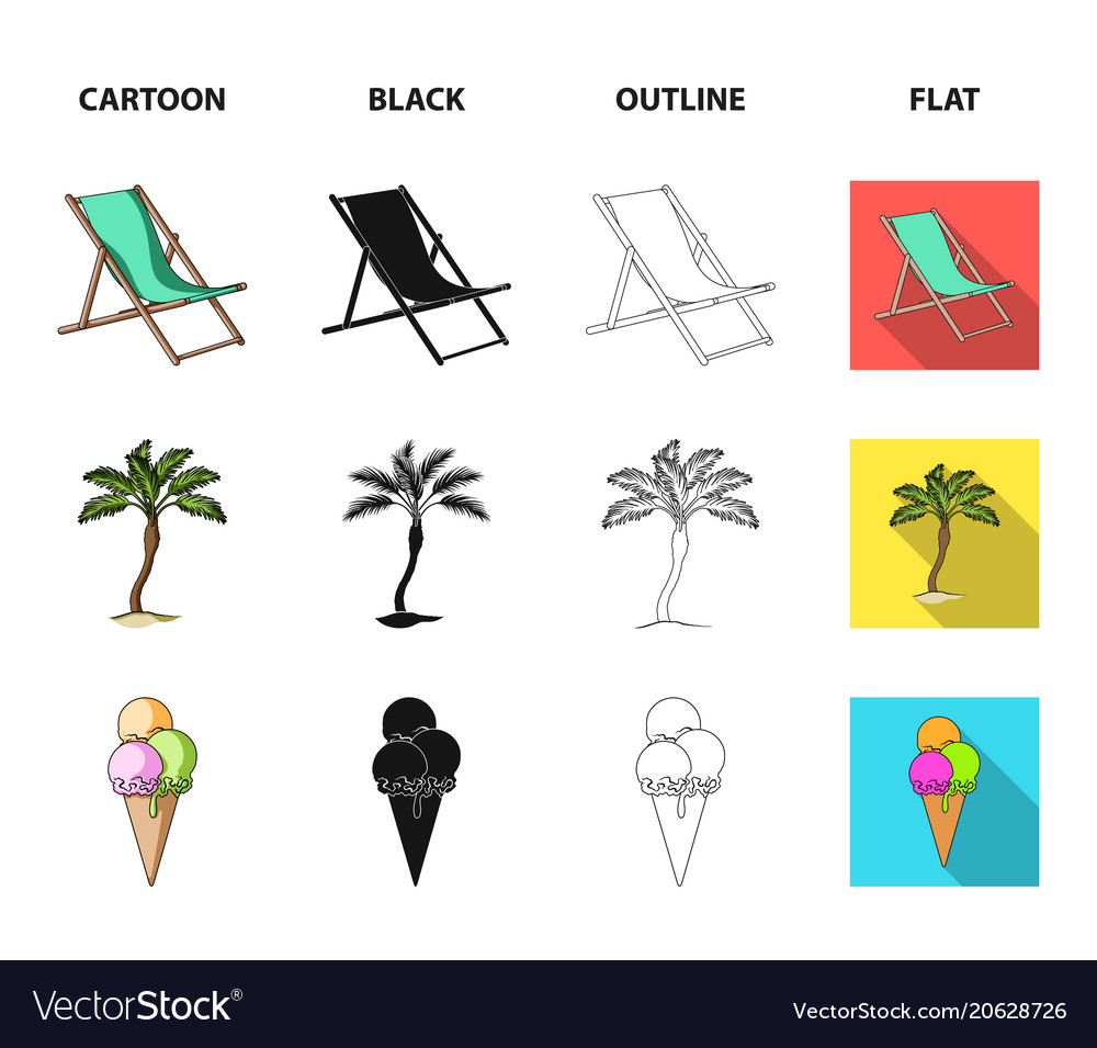 Beach palm tree ice creamsummer vacation set Vector Image