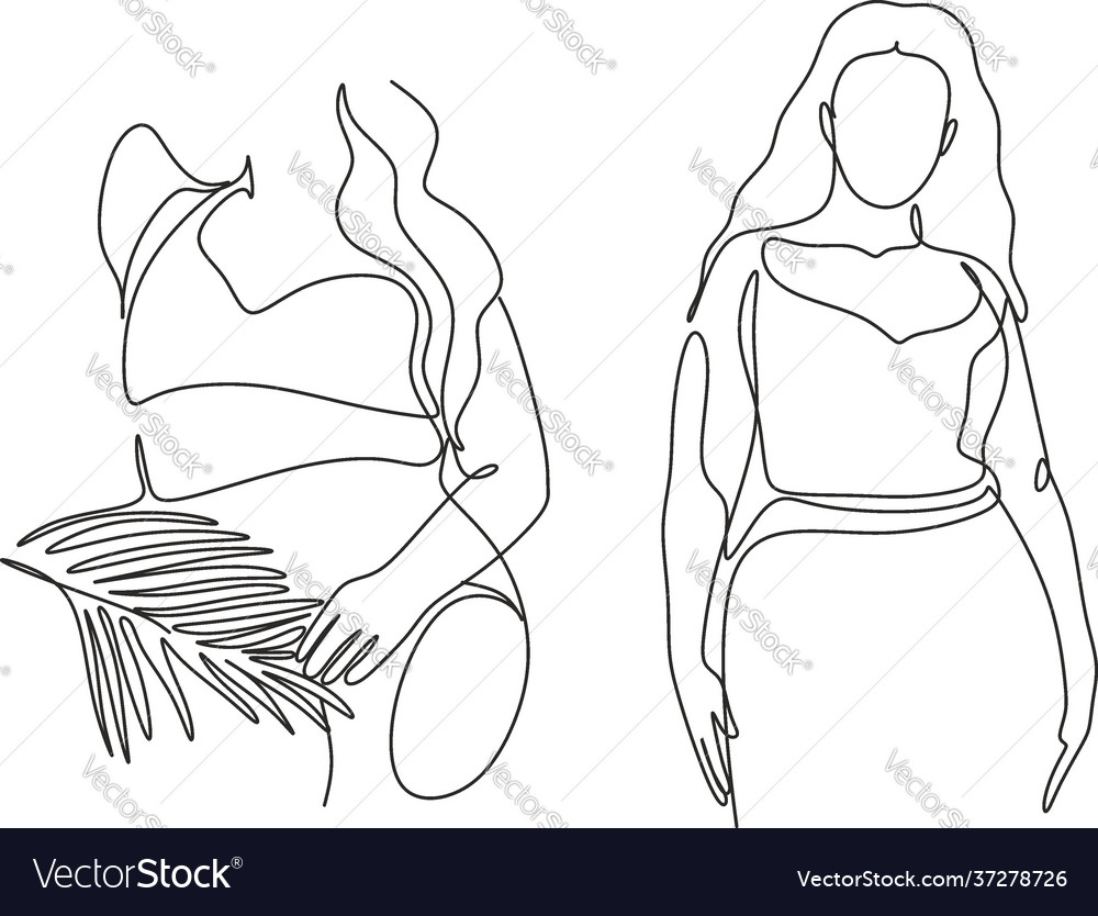 Body positive female figure line art Royalty Free Vector Body positive female figure line art Royalty Free Vector