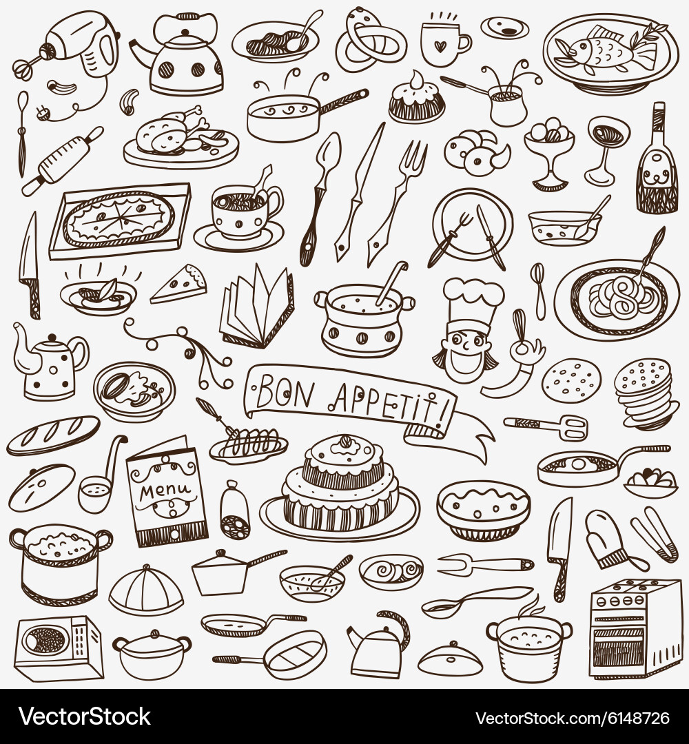 Cookery food doodles Royalty Free Vector Image