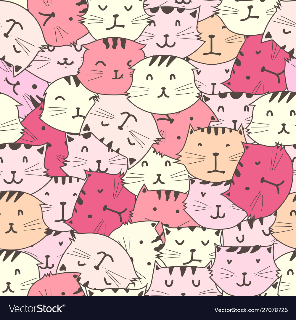 Cute cat seamless pattern background Royalty Free Vector