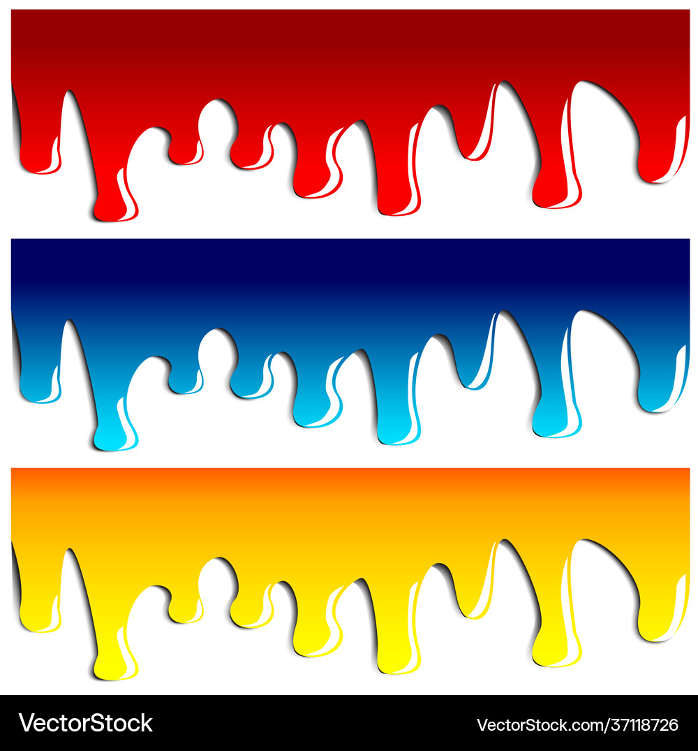 Drips paint in red blue and yellow Royalty Free Vector Image