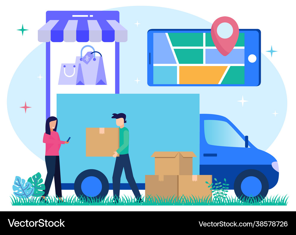 Graphic cartoon character delivery Royalty Free Vector Image