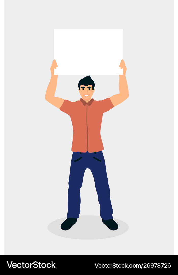 Man holding placard cartoon Royalty Free Vector Image