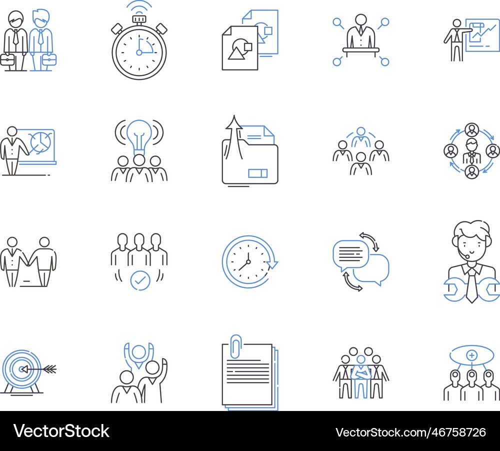 Management session outline icons collection Vector Image