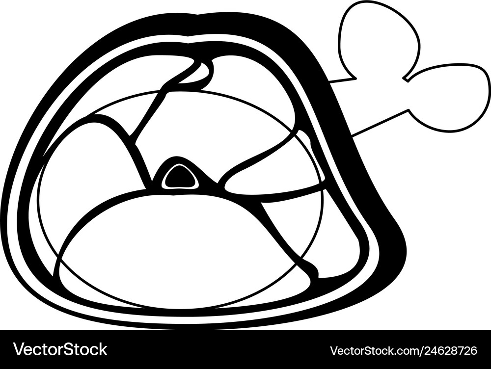 Pork ham isolated in black and white Royalty Free Vector