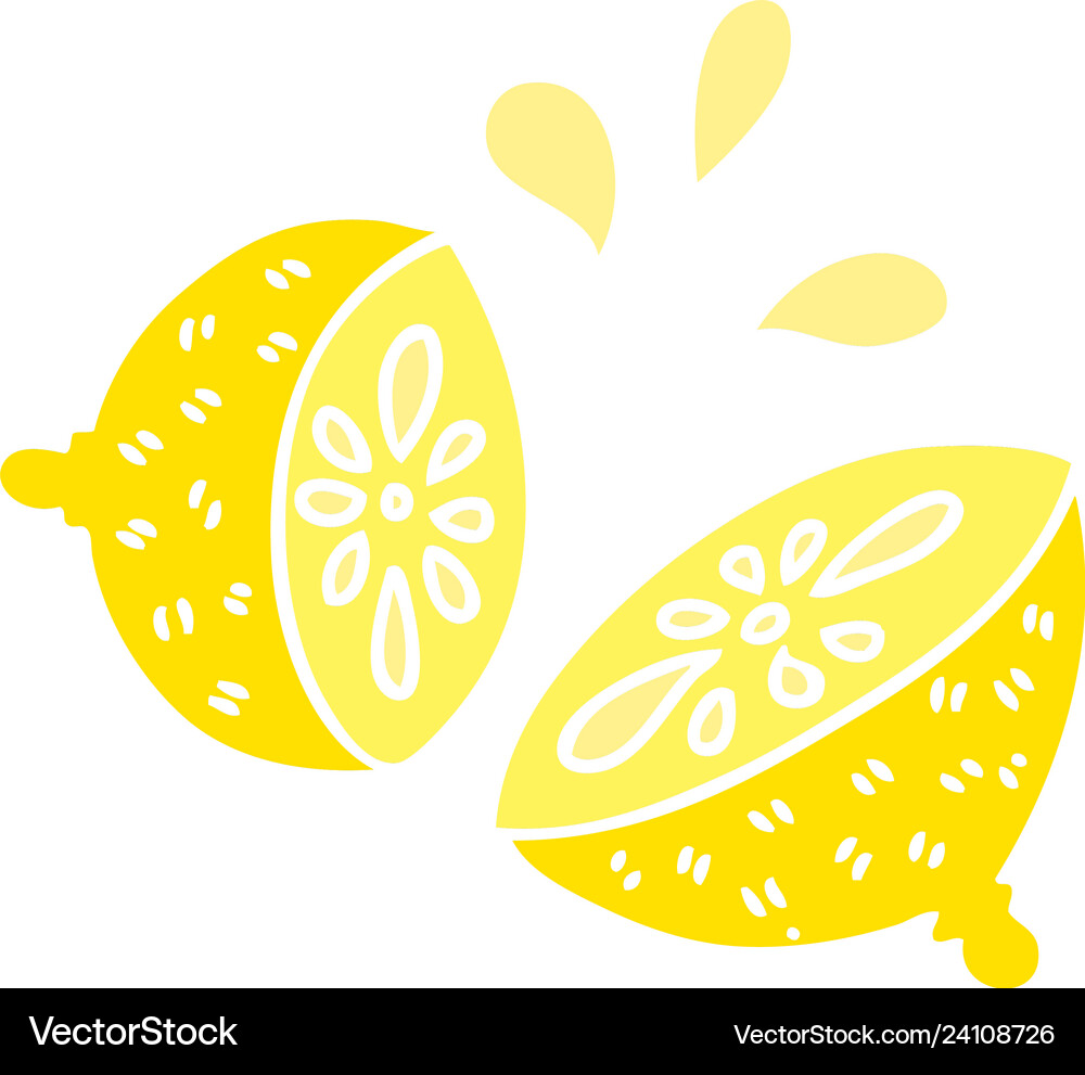 Quirky hand drawn cartoon lemon Royalty Free Vector Image
