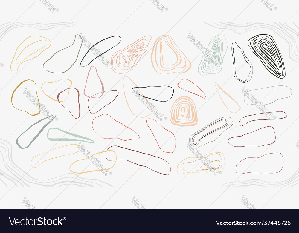 Set abstract bionic rounded linear shapes Vector Image